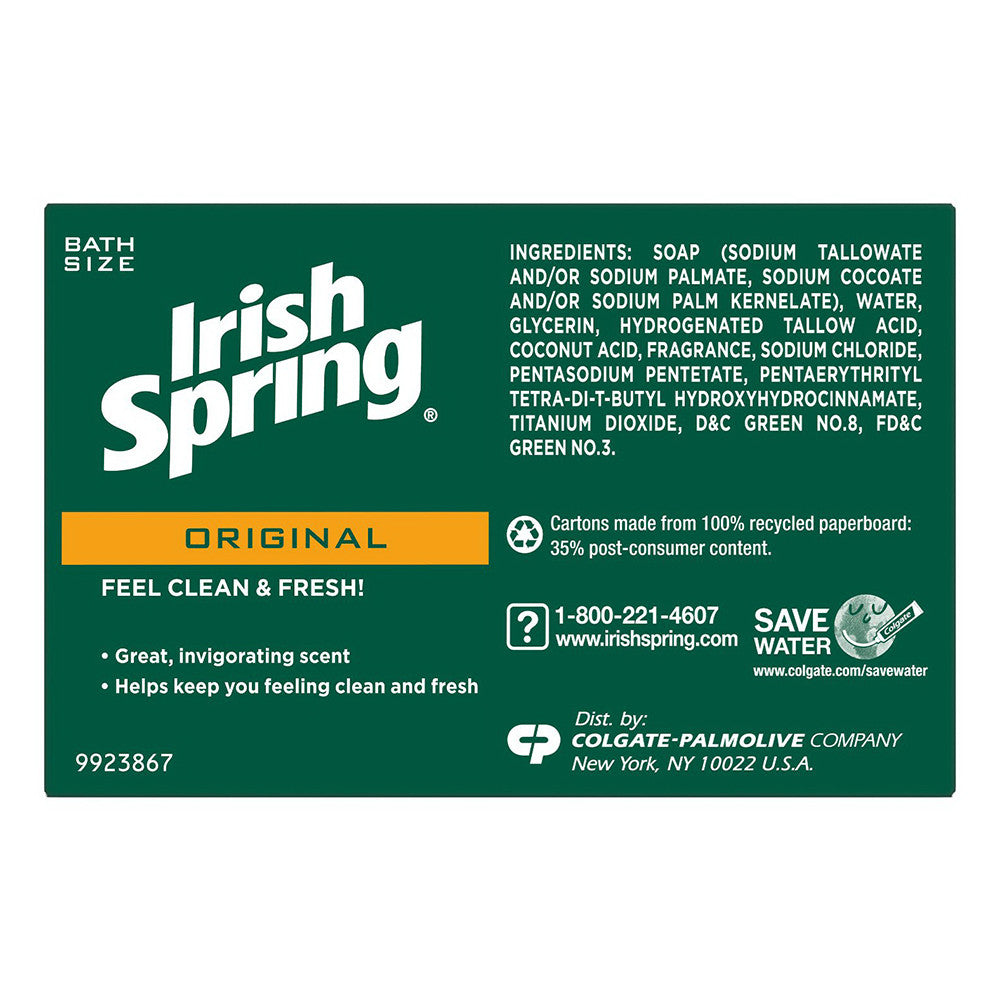 Irish Spring Original Clean Deodorant Bar Soap for Men, 3.75 Oz, 8 Bars ...