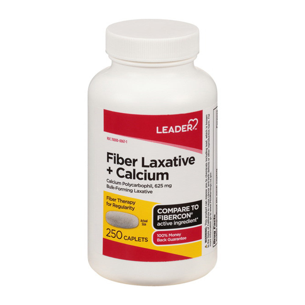 Leader Fiber Laxative Plus Calcium, Caplets, 250 Ea – WellnessBetter